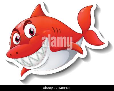 Red shark cartoon sticker illustration Stock Vector Image & Art - Alamy