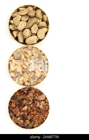 Gold frankincense and myrrh in bowls. Symbolic gifts in the Christian ...