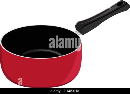 Sauce pan, illustration, vector on a white background Stock Vector ...
