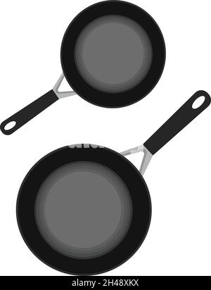 Vector cartoon frying pan icon in comic style. Cooking pan concept ...