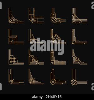 Art deco corner set.Creative template in style of 1920s for borders and ...