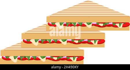 triangle bread sandwich isolated cartoon vector illustration in flat ...