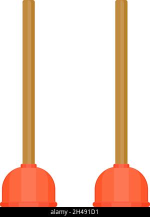 Red plunger, illustration, vector on a white background Stock Vector ...