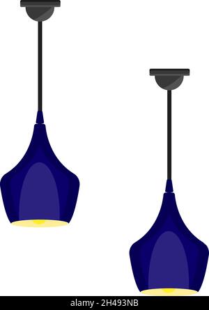 Blue ceiling lamps, illustration, vector on a white background Stock ...