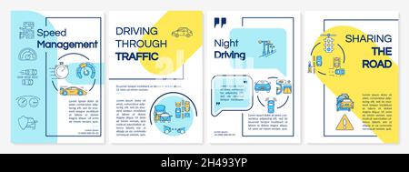 Driving school yellow and blue brochure template. Drivers education ...