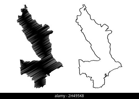 Rupnagar district (Punjab State, Republic of India) map vector ...