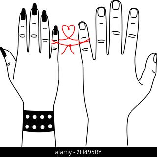 Caring touch of palms. Cartoon two hands connecting with love, symbol ...