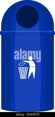 Blue dustbin, illustration, vector on a white background Stock Vector ...