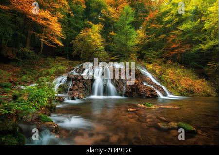 Beautiful waterfall Dokuzak in Strandzha Mountain, Bulgaria at autumn ...