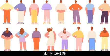 Business people standing with backs set vector illustration. Cartoon ...