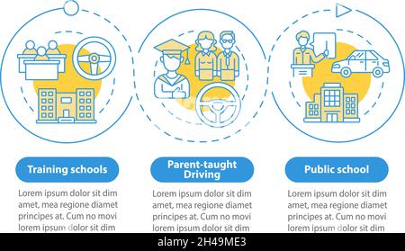 Car Driving School Infographic Template Social Media Flat Cartoon ...