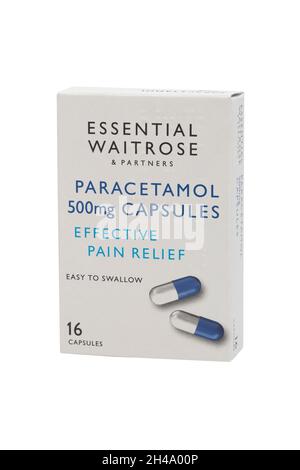 A box of 16 500mg Waitrose Paracetamol capsules Stock Photo - Alamy