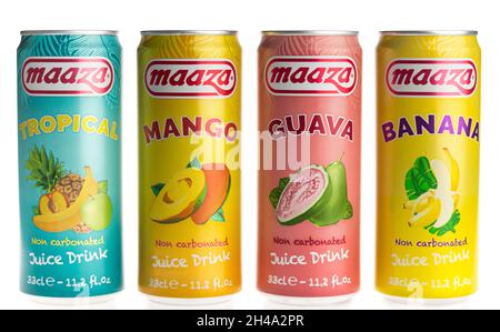Can of Maaza Banana juice drink isolated on a white background Stock ...