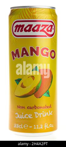 Can of Maaza Tropical juice drink isolated on a white background Stock ...