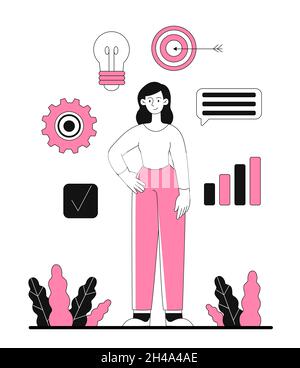 Soft skill development set. Character with communication skill. Effective collaboration ...