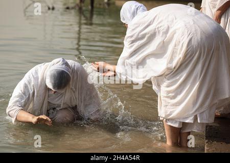 Baghdad, Iraq. 01st Nov, 2021. Mandaean women recite scriptures during ...