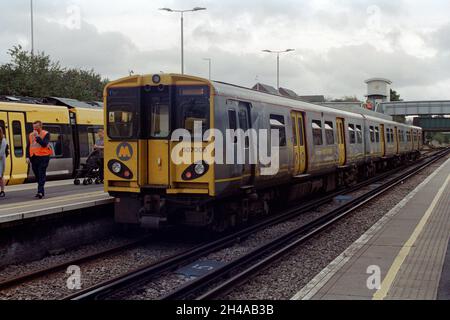 A Merseyrail class 507 electric train is seen here at Birkenhead North ...