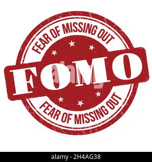 FOMO abbreviation text emblem isolated on white background. Modern ...