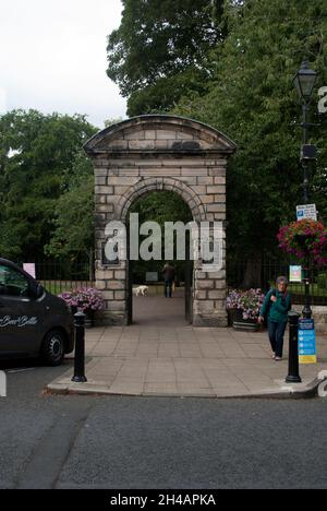 Stone commemorative arch entrance to Hexham Park dedicated to 4th ...
