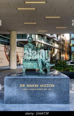 Statue of Sir Simon Milton at One Tower Bridge Building, south bank ...