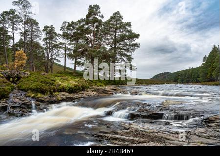 River Dee and waterfall at Linn of Dee Scottish Highlands Perthshire ...