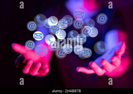 3D render of Approved email and spam message displayed on a futuristic ...