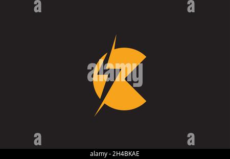 R yellow black alphabet letter logo icon. Electric lightning design for ...