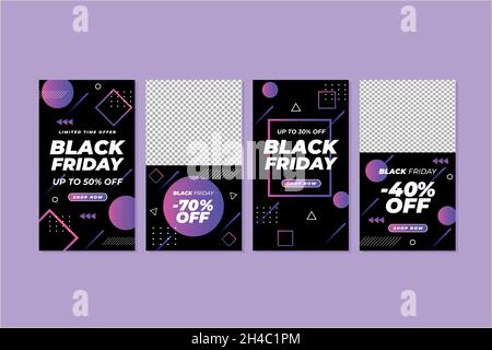 gradient black friday instagram stories set vector design illustration Stock Vector Image & Art ...