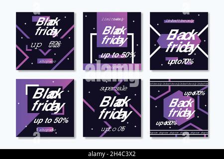 gradient black friday instagram post collection vector design ...