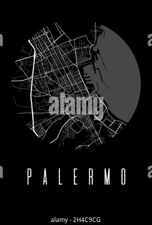 Palermo city map poster. Map of Palermo street map poster. Palermo map ...