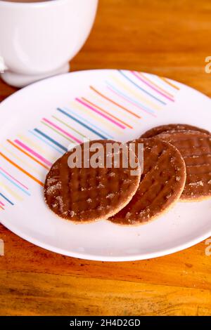 plate of chocolate digestive biscuits, McVities gingerbread chocolate ...