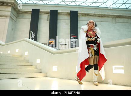 Cosplayer Tabatha Barton, dressed as Astolfo, strikes a pose during the ...