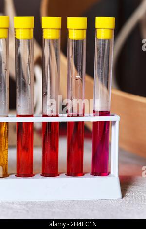 Measuring test tubes with different liquid for experiences Stock Photo ...