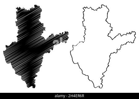 Sambhal district (Uttar Pradesh State, Republic of India) map vector ...