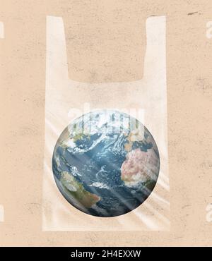 Air and water pollution. Contemporary art collage, modern creative ...