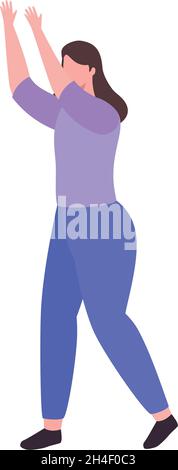 young woman with hands up avatar character vector illustration design ...