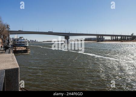 Rostov-on-Don, Russia - March 12, 2021: View of city and bank of Don ...