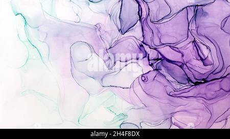 Closeup of mixed turquoise and purple abstract texture on white, trendy ...