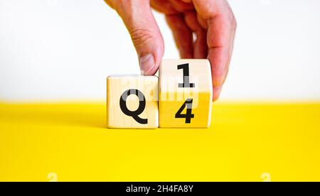 From 4th to 1st quarter symbol. Turned wooden cubes and changed words ...