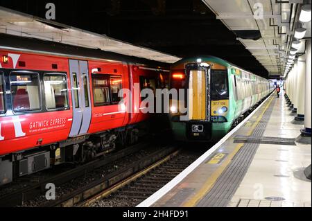 Southern trains class 377 and 387 at London Victoria station Stock ...