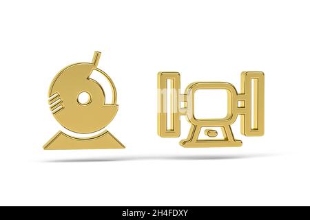Golden 3d grinder icon isolated on white background - 3d render Stock Photo - Alamy