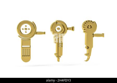 Golden 3d grinder icon isolated on white background - 3d render Stock Photo - Alamy