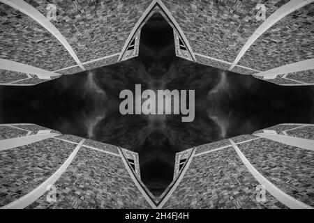 futuristic technology background with digital mirrored and symmetry ...