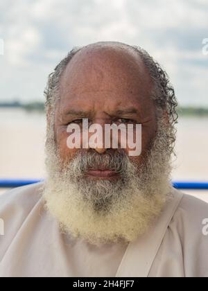 Pueblo, Peru - Mar 2018: Portrait of a man with a short black beard and ...