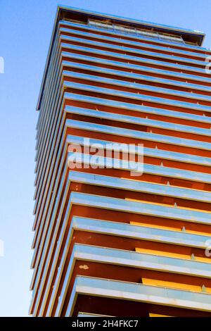 Colossal building plenty of apartments in Alicante, Spain. Monochrome ...