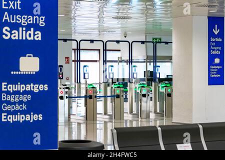 automated security barrier gates at passport control in the terminal at ...