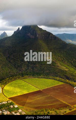 View from the height of the sown fields located on the island of ...