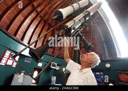 ISTANBUL, TURKEY - SEPTEMBER 2: Astronomical observatory telescope at ...