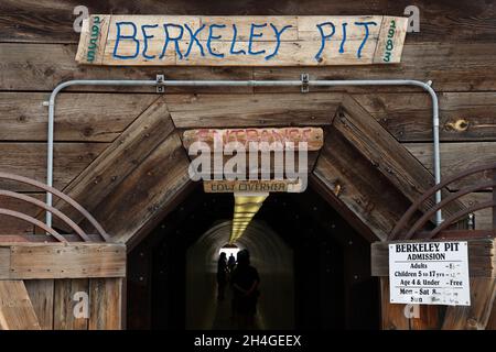 The entrance tunnel to Berkeley Pit an abandoned open pit copper mine ...