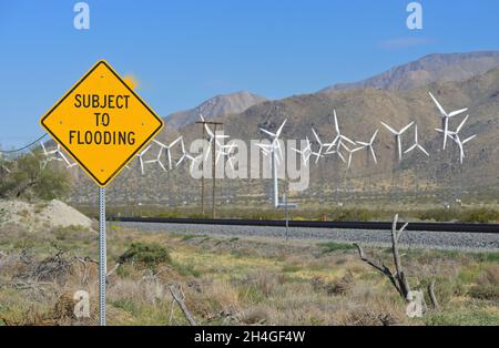 The immense San Gorgonio Pass wind farm, near Cabazon CA Stock Photo ...